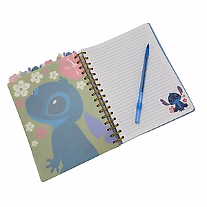 Innovative Designs Disney Stitch Tab Journal Notebook Ohana Spiral Bound, 144 Lined Pages, 8 x 7 inches, Blue