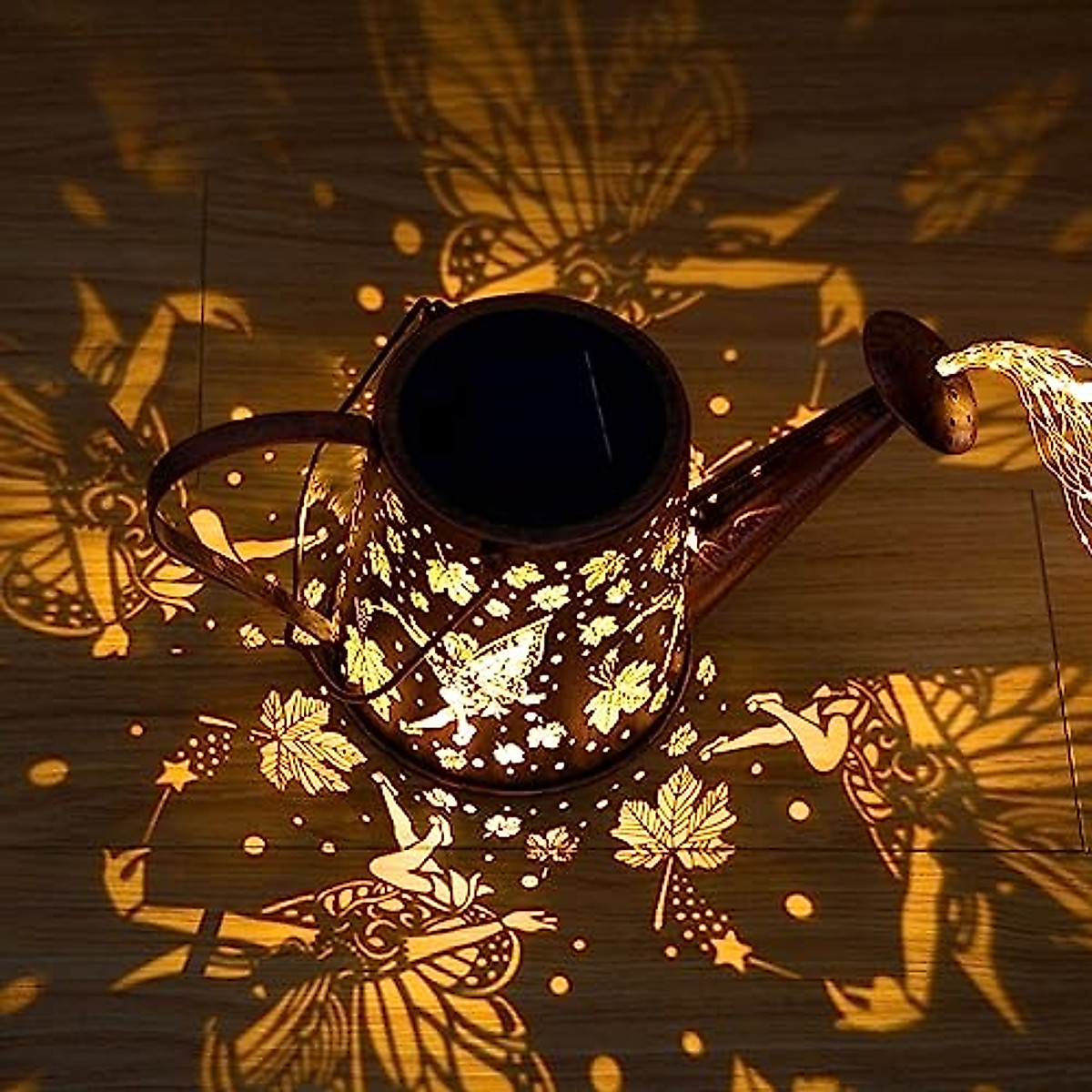 ANYTALK Solar Watering Can with Lights, Hanging Solar Waterfall Lights Outdoor Garden Decorations, Waterproof Solar Garden Lights for Yard Porch Backyard Lawn Pathway Landscape Walkway Patio (Fairy)