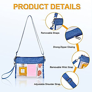 USPECLARE Clear Crossbody Purse Bag Stadium Approved Clear Tote Bag for Work Concert Sports(Blue)