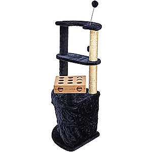 Furhaven Pet Furniture for Cats and Kittens - Tiger Tough Cat Tree Tower Interactive Playground with Toys and Condo, Home Base Playground, Blue