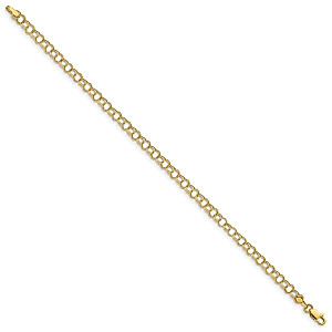 IceCarats 10K Yellow Gold Double Link Chain Charm Bracelet 8 inch