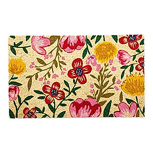 DII Floral Design Collection Natural Coir Doormat, 17x29, Bright Blossom