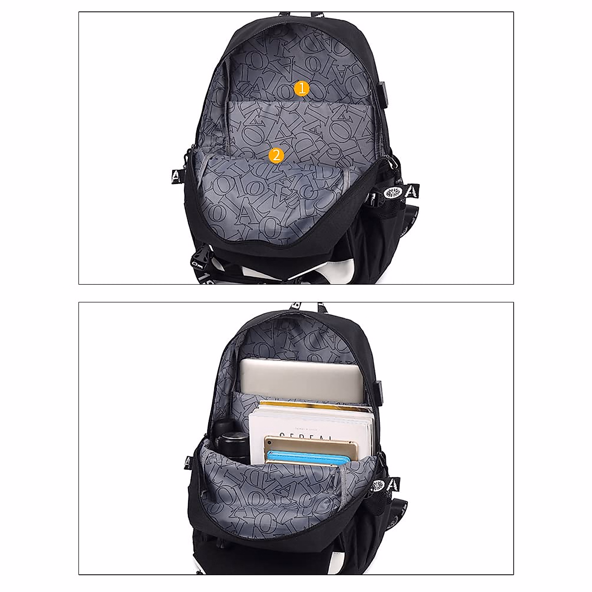 TPSTBAY Anime Character Kujo Jotaro Printing Oxford Backpack With USB Charging Port, Casual Laptop Daypack (5)