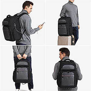 TUDEQU Travel Laptop Backpack,Anti Theft Extra Large Computer Bag with WET Pocket USB Charging Port,Water Resistant TSA Business Computer Backpack for Men Women Fits 17 Inch Laptop and Notebook