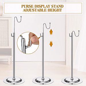 Therwen 6 Pcs Bag Display Stands Purse Display Stand Adjustable Height Handbag Holder for Home Boutique Store Counter Retail(Silver)