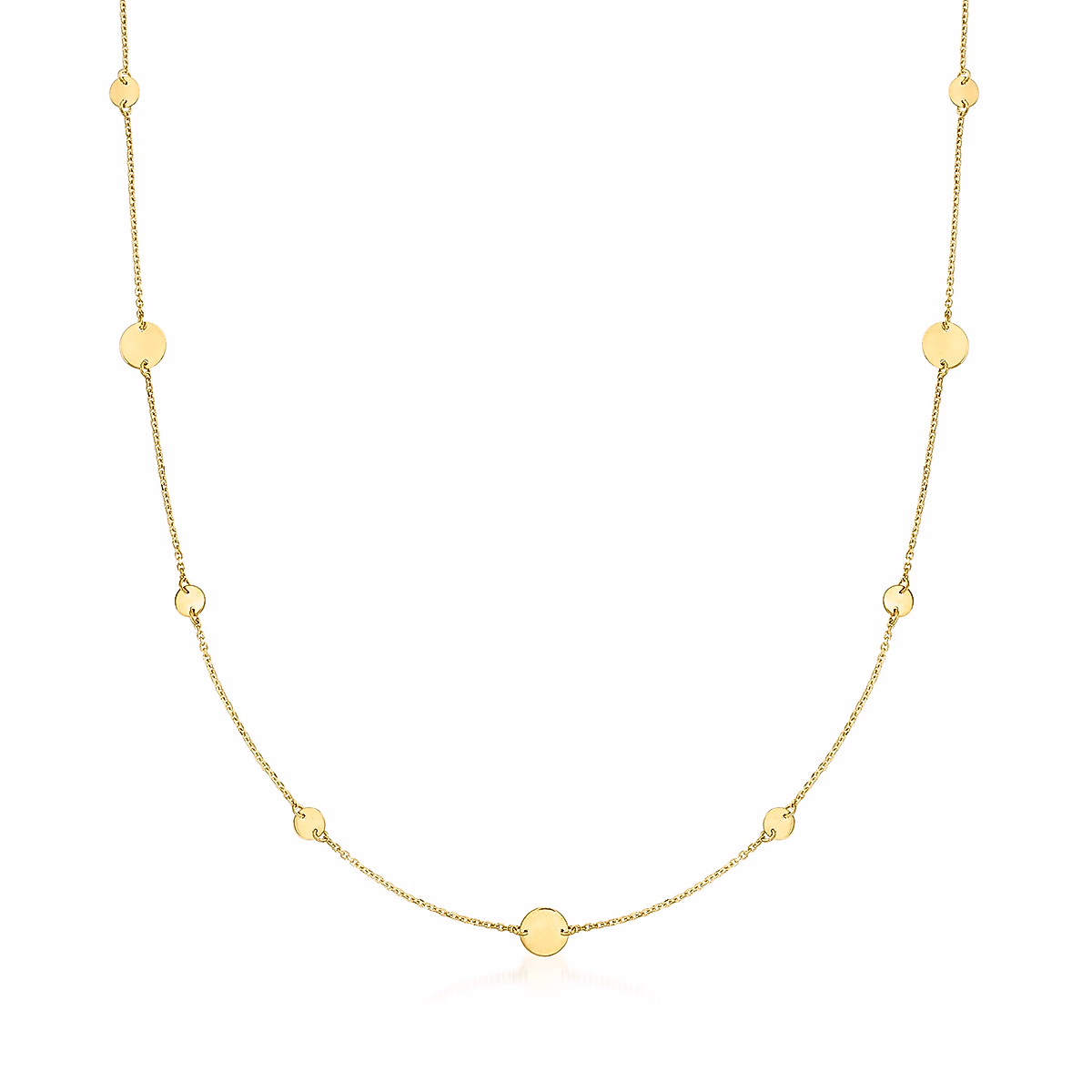 Ross-Simons Italian 14kt Yellow Gold Disc Station Necklace. 16 inches