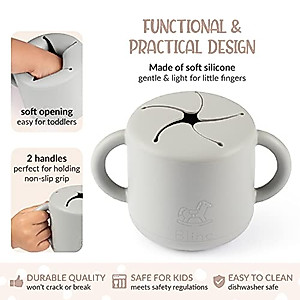 blinc Snack Cup for Toddlers and Kids Silicone Spill proof | No Spill Container for Babies | Non Spillable Cereal Keeper for Children's Food (Baby Blue & Royal Blue (2 Pack))