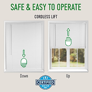 Calyx Interiors 1” Cordless Vinyl Mini Blinds, White, 72" W x 60" H (04MV2720600)