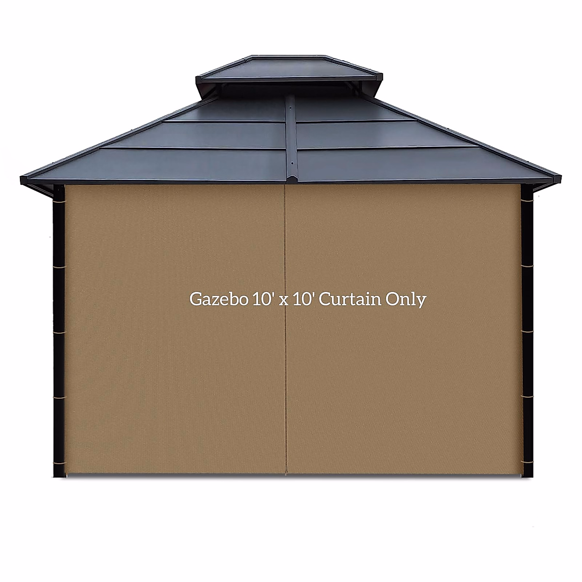 AONEAR Gazebo Privacy Curtain with Zipper Side Wall Universal Replacement for 10' x 10' Gazebo, Patio, Outdoor Canopy, Garden and Backyard, Khaki (1-Panel Curtain Only)