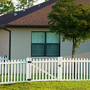 7Penn Self Closing Gate Hinges - 2pk Black Heavy Duty Gate Hinges with Gate Hardware for Outdoor Vinyl or Wood Fence - Adjustable Swing Gate Hinge Soft Door Closer for Garden Gate or Backyard Fencing