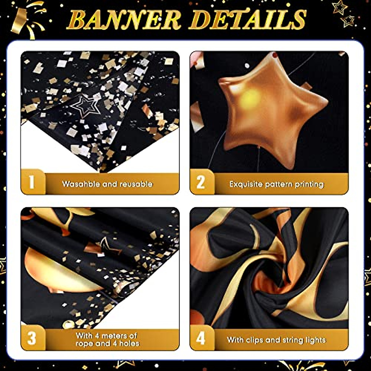 Welcome Home Banner Large Black Gold Welcome Home Yard Sign with LED String Light and Clips for Outdoor Decor Family Gathering Military Homecoming Deployment Returning Party Supplies, 9.8 x 1.6 ft