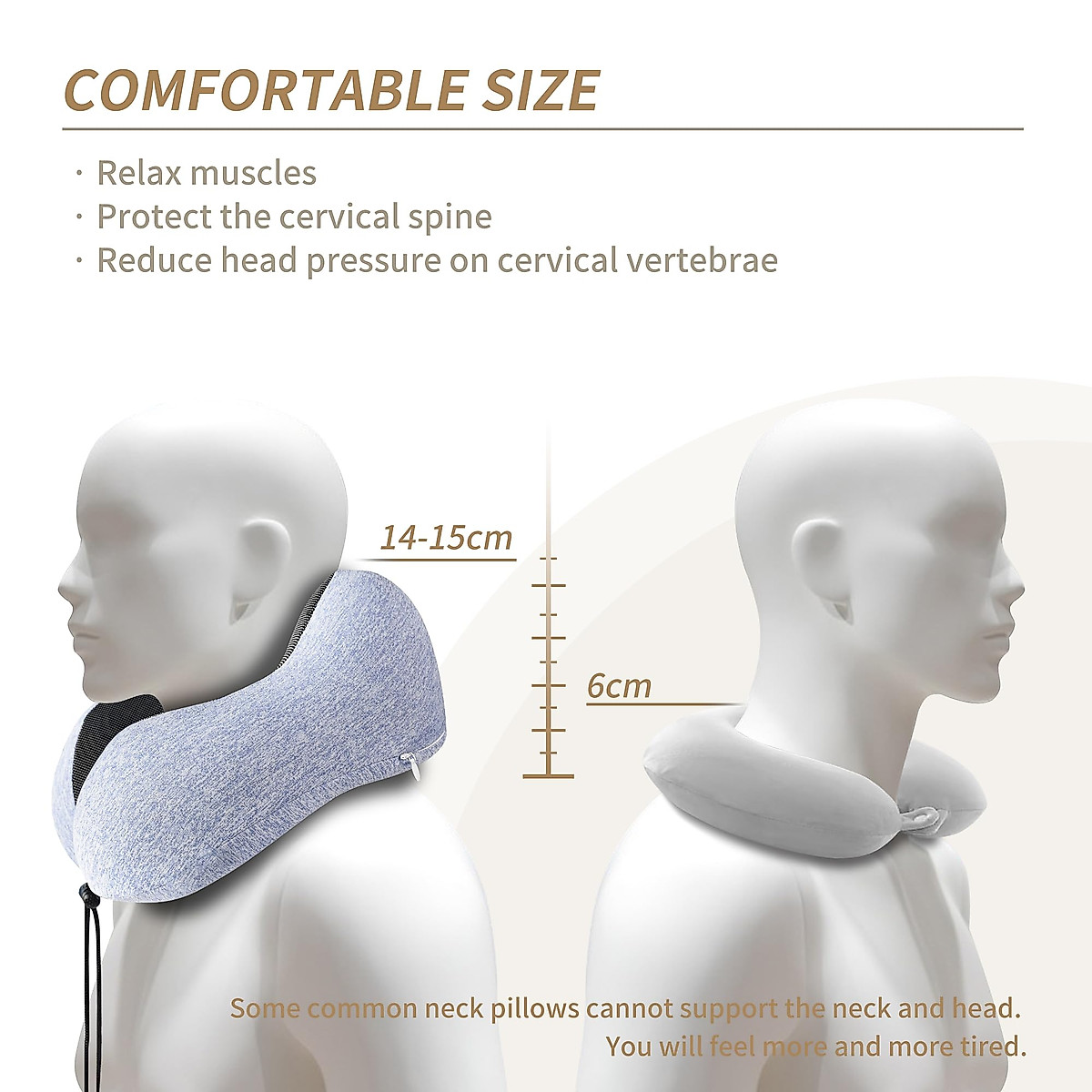 BIGTONE Travel Pillow,Neck Pillow for Traveling,100% Pure Memory Foam Neck Pillow for Flight Headrest Sleep,Machine Washable Cover,Portable Plane Accessories,Pink