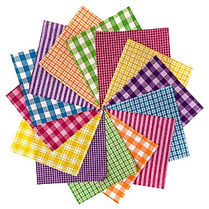40 Bright Charm Pack, 5 inch Precut Cotton Homespun Fabric Squares by JCS