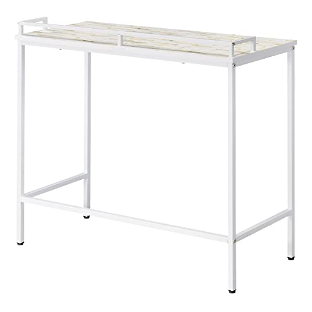 OSP Home Furnishings Brighton Console Table, Mosaic Top and White Metal Frame