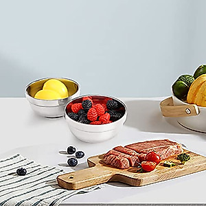 yarlung 10 Pack Stainless Steel Bowls, 17 Oz Snacks Bowls Lightweight Salad Bowls, Double-walled Metal Soup Bowls Serving Dishes for Sauces, Rice, Noodles, Ice Cream