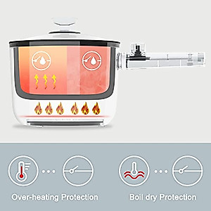 Topwit Electric Hot Pot, 1.5L Ramen Cooker, Portable Non-Stick Frying Pan, Electric Pot for Pasta, Steak, BPA Free, Electric Cooker with Dual Power Control, Over-Heating & Boil Dry Protection, Green