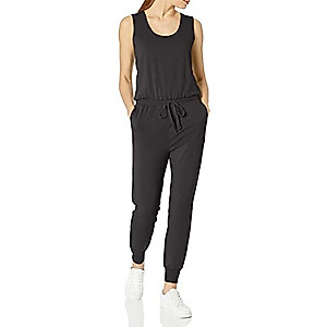 Amazon Essentials Women's Studio Terry Fleece Jumpsuit (Available in Plus Size), Black, Medium