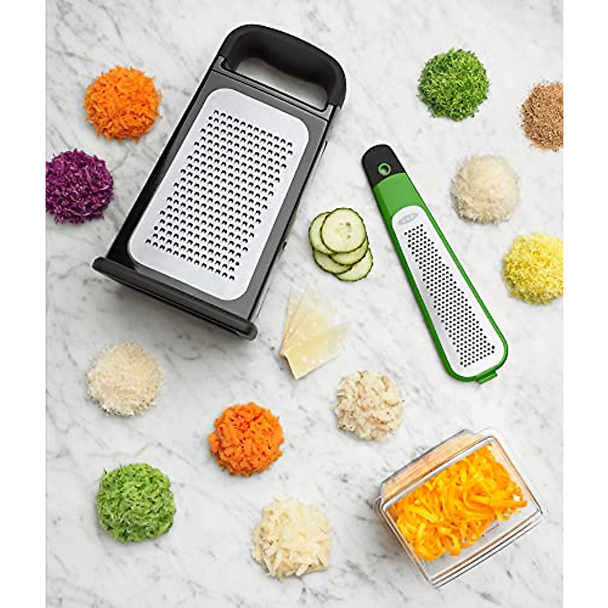 OXO Good Grips Etched Box Grater with Removable Zester, Steel