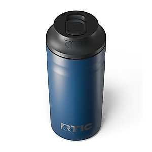 RTIC Can Chiller with Slider Lid, Fits Various Sizes Including 12oz, 16oz, & Slim Cans, Double Wall Vacuum Insulated, Stainless Steel, Sweat Proof, Navy