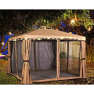 SOLAURA Patio Gazebo 10 x 10 FT for Garden, Outdoor Gazebo and Waterproof Canopy Tent with Mosquito Netting and Ventilate