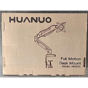 HUANUO Single Monitor Mount, 13 to 32 Inch Gas Spring Monitor Arm, Adjustable Stand, Vesa Mount with Clamp and Grommet Base - Fits 4.4 to 19.8lbs LCD Computer Monitors