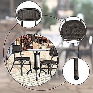 LUCKYERMORE Rattan Dining Chairs Set of 2 Armless with Backrest Classic Kitchen Chairs Dining Bistro Cafe Aluminum Chairs Black