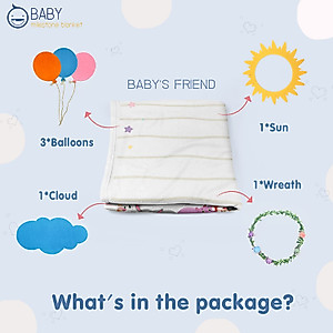 GCRQ Baby Monthly Milestone Blanket Boy - Super Soft, Extra Large Newborn Baby Month Blanket with Sun & Wreath & 3 Felt Balloon, Baby Grow Chart Blanket for Nursery Décor Baby Shower