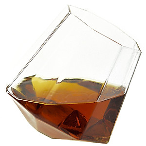 Prestige Decanters Diamond Whiskey Glasses - Rocks Glass for Rum, Tequila, Scotch Glasses - Whiskey Gifts - 10oz Cocktail, Lowball, Old Fashioned Glass (Set of 2) Unique Bar Decor & Bourbon Gifts