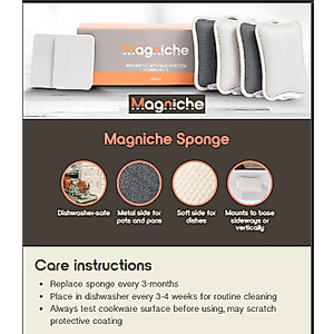 Magniche 4-Pack Premium Kitchen Sponges -REFILLS ONLY- 2-in-1 Dual-Sided Soft Cleaning Dish Sponge & Metal Scrubber, 1-Year Supply, Longer Lasting, Dishwasher Safe Sponges, Eco-Friendly (*No Magnets*)