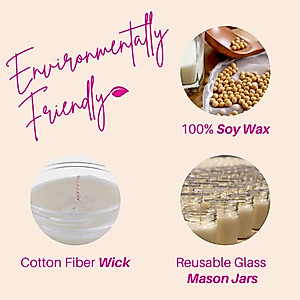 Nika's Home Peony Soy Candle 12oz Mason Jar Non-Toxic White Soy Candle-Hand Poured Candle- Handmade, Long Burning 50-60 Hours Highly Scented All Natural, Clean Burning Large Candle Gift Décor