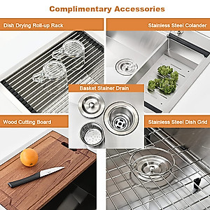 33 In Drop In Kitchen Sink Workstation-Bokaiya Kitchen Sink 33x22 Drop In Workstation Sink Topmount 16 Gauge Single Bowl Stainless Steel Kitchen Sink with Cutting Board