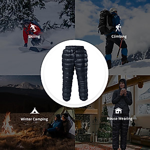 Naturehike DW Down Pants, Men's Women's Pants for Winter, 800FP Warm Windproof Puffy Pants, Hiking Pants for Men & Women