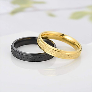 PAURO Unisex Stainless Steel Matte Finished Ring Engagement Promise Wedding Band 4MM Gold Size 10