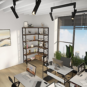 Jartoil Corner Bookshelf 6-Tier, Tall Book Shelf L-Shaped, Large Etagere Bookcase Industrial Style with Metal Frame for Home Office Shelves