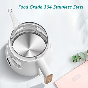 TOPWIT Electric Kettle, 1.0L Electric Tea Kettle with Removable Stainless Steel Infuser, BPA-Free Electric Glass Kettle with Window, Double Wall Water Warmer, Gooseneck Kettle, Auto-shut Off, White