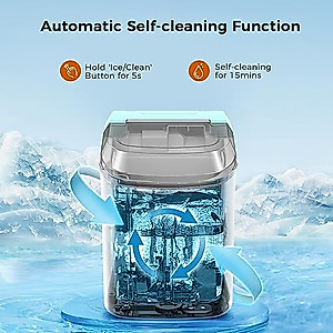 AGLUCKY Nugget Ice Maker Countertop, Portable Pebble Ice Maker Machine with Self-Cleaning Function,35lbs/24H,One-Click Operation,Pellet Ice Maker for Home/Kitchen/Office(Green)
