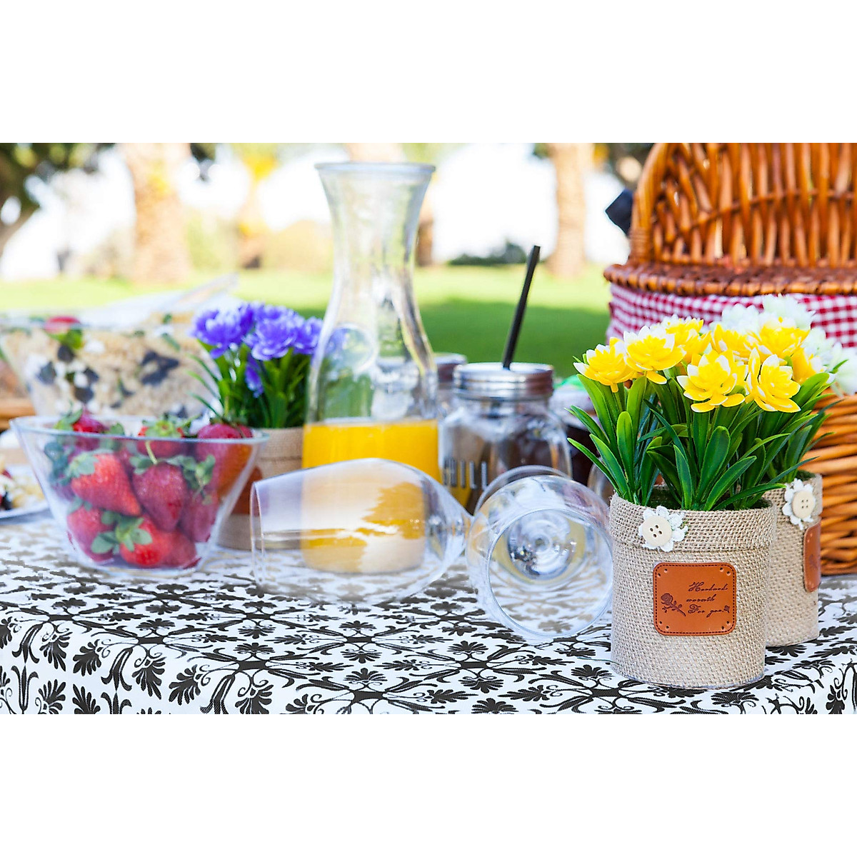 TopTableCloth 5 Foot 60 x 30 inch Black Patterned Tablecloth Elastic Corner Fitted Rectangular Folding Vinyl Table Cover Cloth Xmas Plastic Waterproof Picnic Party Home for Indoor and Outdoor Use