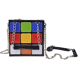 QZUnique Women's Cute Cube Shape Handbag Magic Shoulder Bag Clutch Bag With Super Long Shoulder Strap