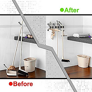 eToolz Mop and Broom Holder Wall Mount - Heavy-Duty Stainless Steel Storage Organizer, Screw - Set of 2 Rack Hangers for Kitchen, Garage, Garden, Cleaning Tools