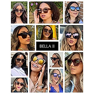 DIFF Bella II Oversized Square Sunglasses for Women UV400 Protection, Cream Tortoise + Grey Gradient