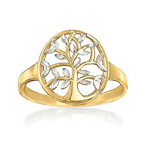 Ross-Simons 14kt 2-Tone Gold Cut-Out Tree Of Life Ring. Size 8