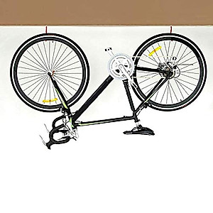 AIYoo Bike Hooks Heavy Duty Bicycle Storage Hooks Set of 6,Screw-in Utility Storage Hangers Shed Garage Garden Hook Plastic Coated for Wall Mount/Ceiling Red