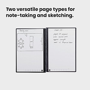 Rocketbook Fusion Smart Reusable Notebook - Calendar, To-Do Lists, and Note Template Pages with 1 Pilot Frixion Pen and 1 Microfiber Cloth Included - Neptune Teal Cover, Executive Size (6" x 8.9")
