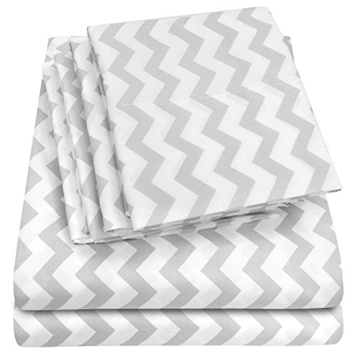 Twin Size Bed Sheets - 4 Piece 1500 Supreme Collection Fine Brushed Microfiber Deep Pocket Twin Sheet Set Bedding - 1 EXTRA PILLOW CASES, GREAT VALUE, Twin, Chevron Gray