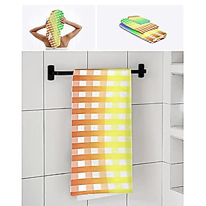 Rainbow Bath Towels Set for Bathroom, Soft Absorbent Durable Quick Dry Towel Set of 3 Multifuntion, 1 Bath Towel+1 Hand Towel +1 Washclothe, Colorful Gradient Plaid