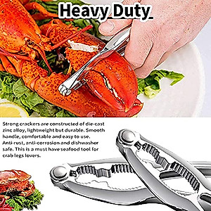 YGAOHF Crab Crackers and Tools, 12 Pcs Professional Seafood Tools Set includes 3 Crab Crackers, 3 Lobster Shellers, 3 Crab Leg Forks/Picks, 3 Disposable Lobster Bibs and Storage Bag, Dishwasher Safe