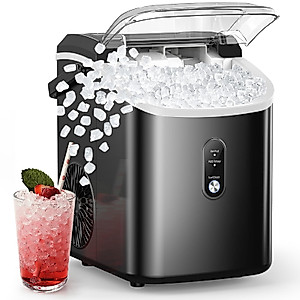 COWSAR Nugget Ice Makers Countertop, Pebble Ice Maker Machine with Soft Chewable Ice, 34Lbs/24H, Self-Cleaning, One-Click Operation, Pellet Ice Maker Countertop for Home/Kitchen/RV/Camping