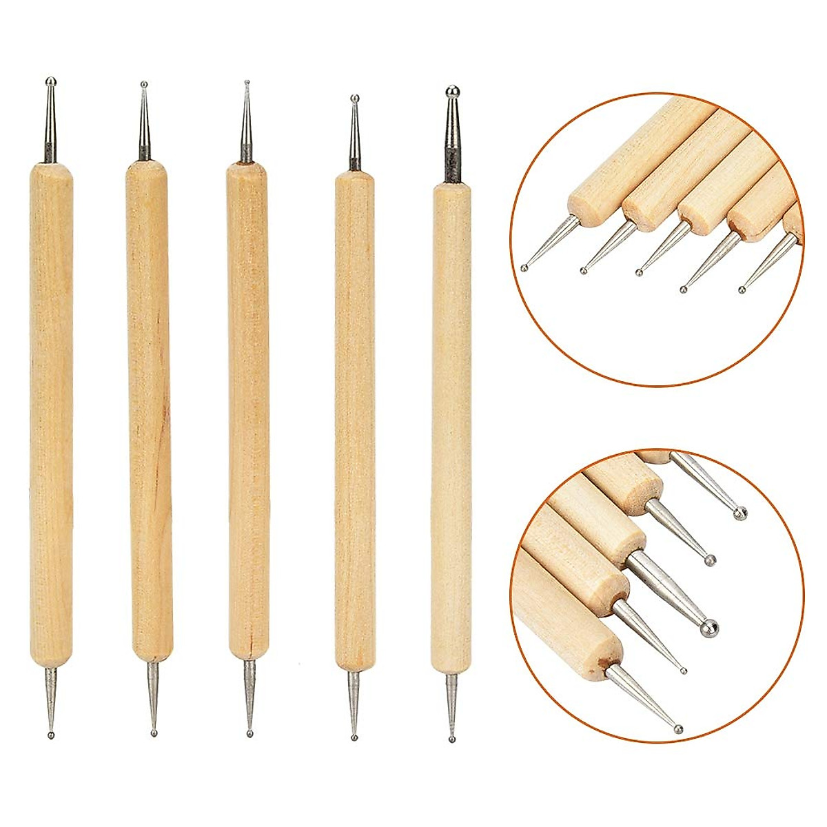 8Pcs Leather Craft Carving Stylus Tool Set,Double Headed Point Drill Pens Spoons Kit Set for DIY Handmade Leatherwork Embossing Carving