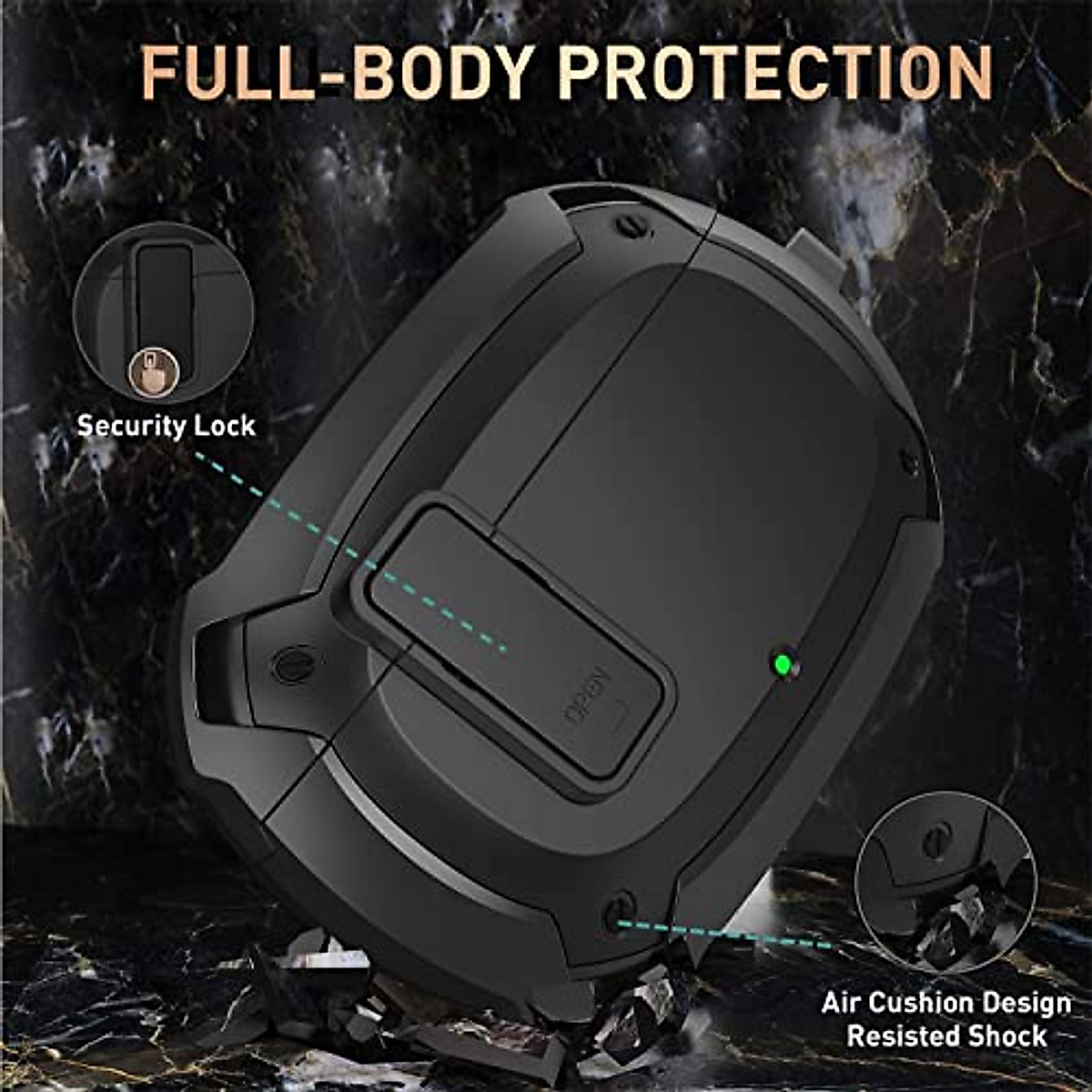 Beats Studio Buds/Studio Buds Plus Case 2021/2023, [Secure Lock] OTOPO Cool Beats Studio Buds+ Protective Case Cover Men Women with Keychain for New Beats Studio Ear buds + Case - Black