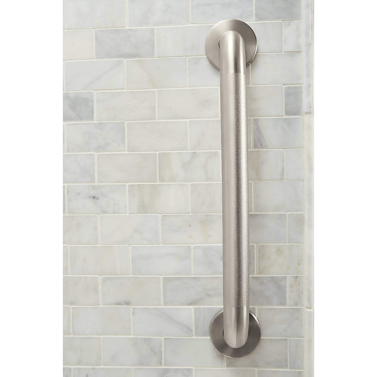 Moen Bathroom Safety 24-Inch Shower Grab Bar with a Slip-Resistant Peened Texture and Concealed Screws for Handicapped or Elderly, R8724P